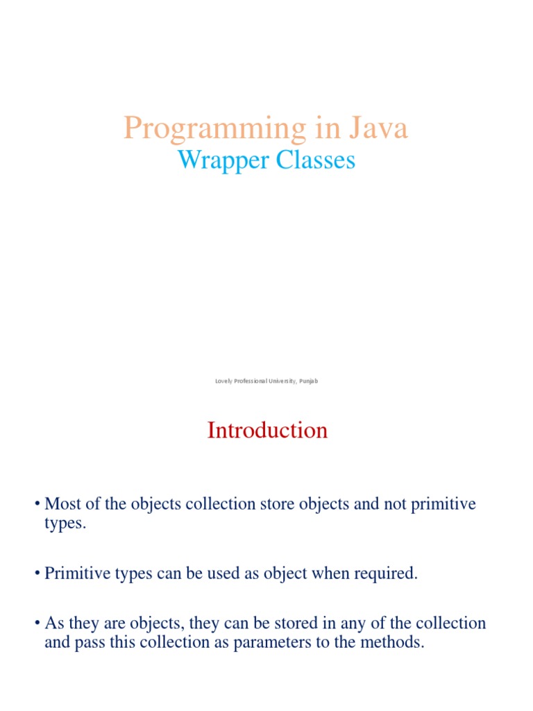 Wrapper Classes | Download Free PDF | Data Type | Integer (Computer Science)