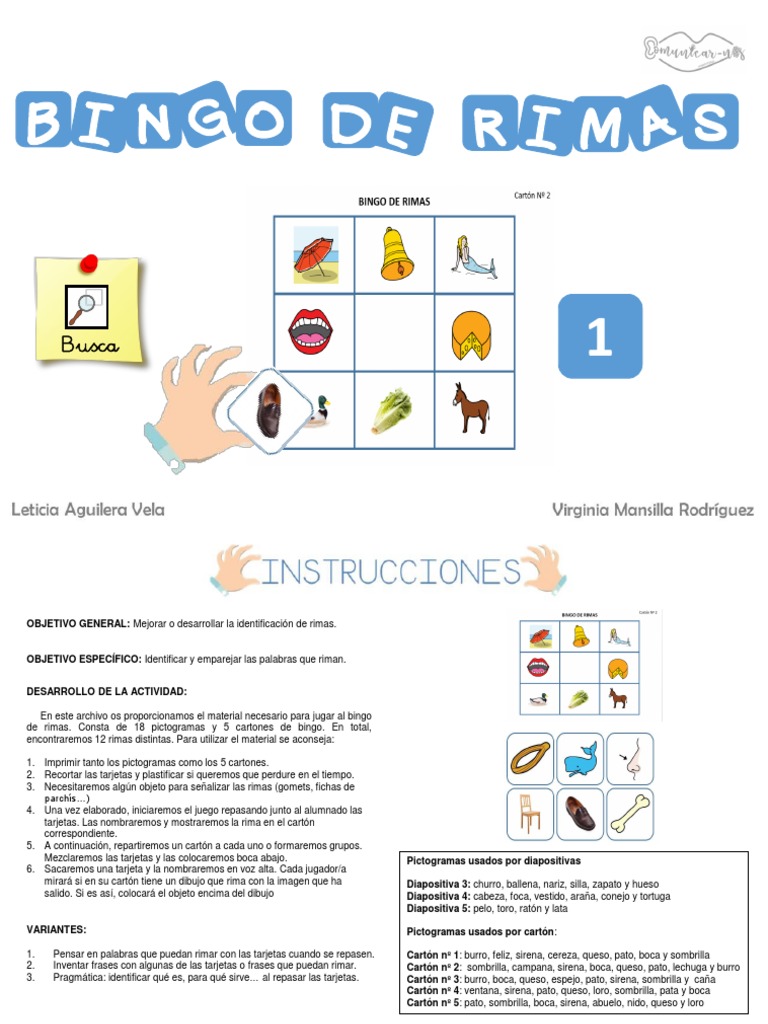Bingo de Rimas: Juego Educativo | PDF | Juegos y lotería | Ocio