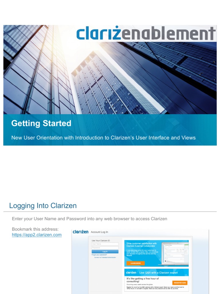 Clarizen Training - Getting Started | PDF | Icon (Computing) | Menu ...