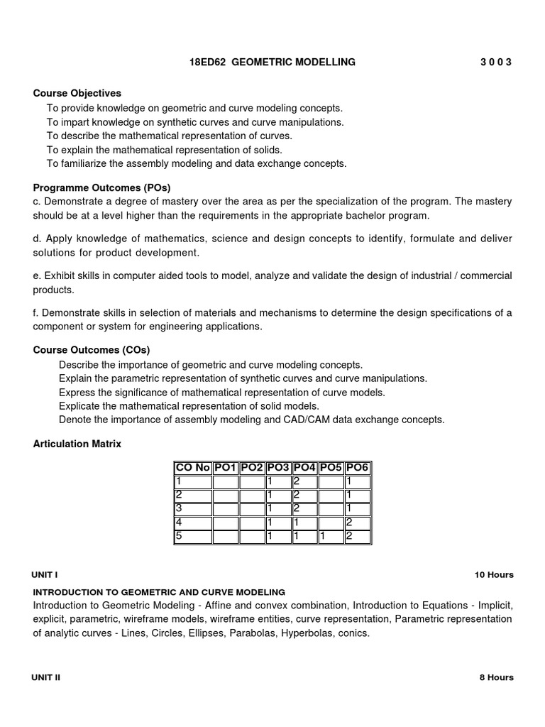 18ed62 - Geometric Modelling | PDF | Computer Aided Design | Curve