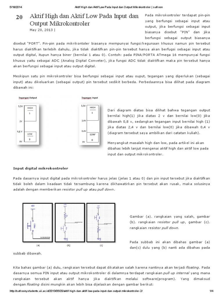 Aktif High Dan Aktif Low Pada Input Dan Output Mikrokontroler - Safroon ...