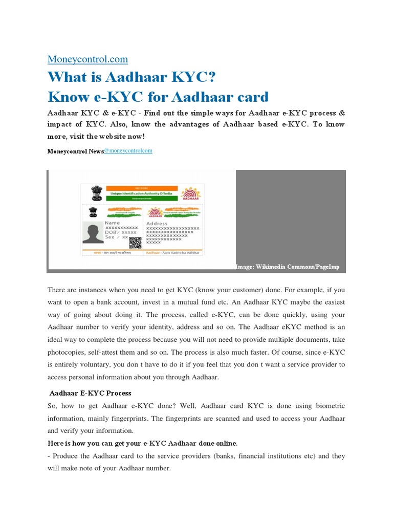 What Is Aadhaar KYC Know e KYC For Aadhaar Card | PDF | Biometrics ...