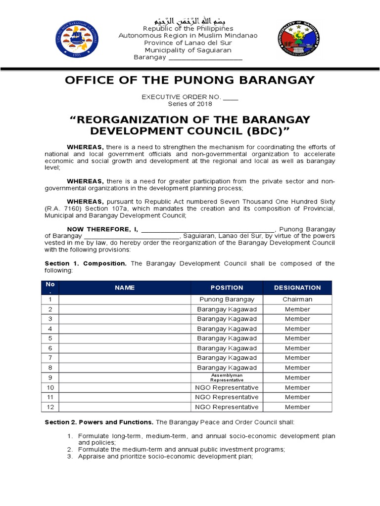 Barangay Development Council (BDC) | PDF | Non Governmental ...