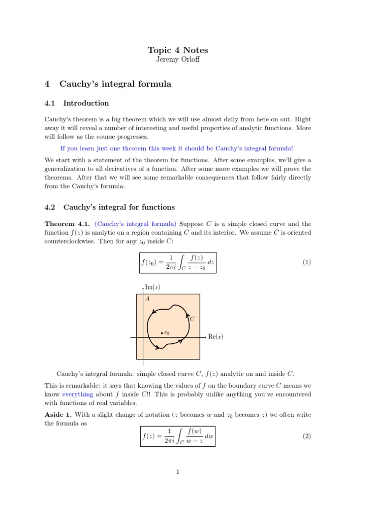 Cauchy Integral Theorem and Formula Mit Examples PDF | PDF | Integer ...