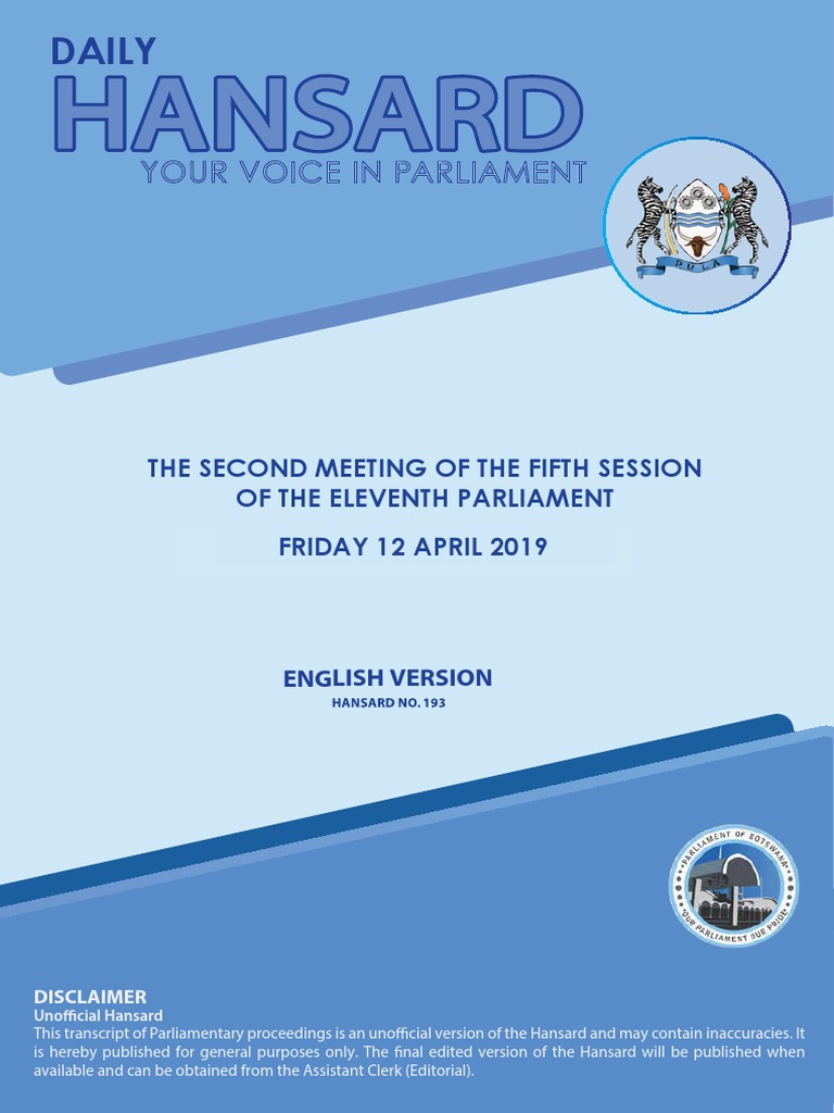 Daily Hansard 12 April 2019 Budget | PDF | Parliament Of The United Kingdom | Economic Development