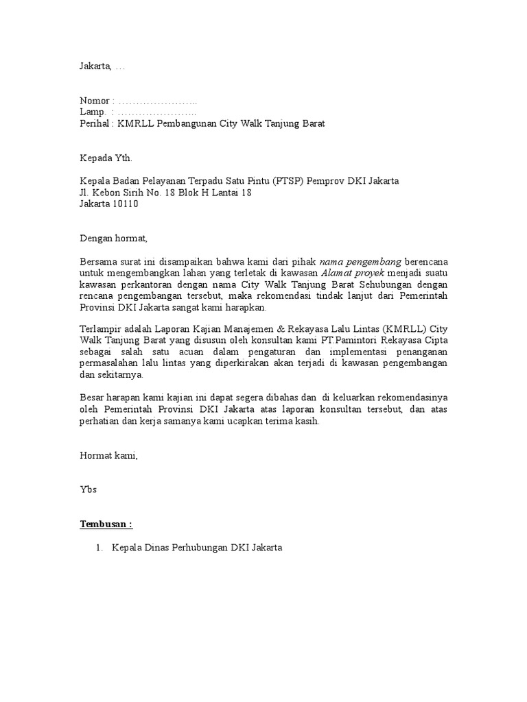 Contoh Surat Ke PTSP | PDF