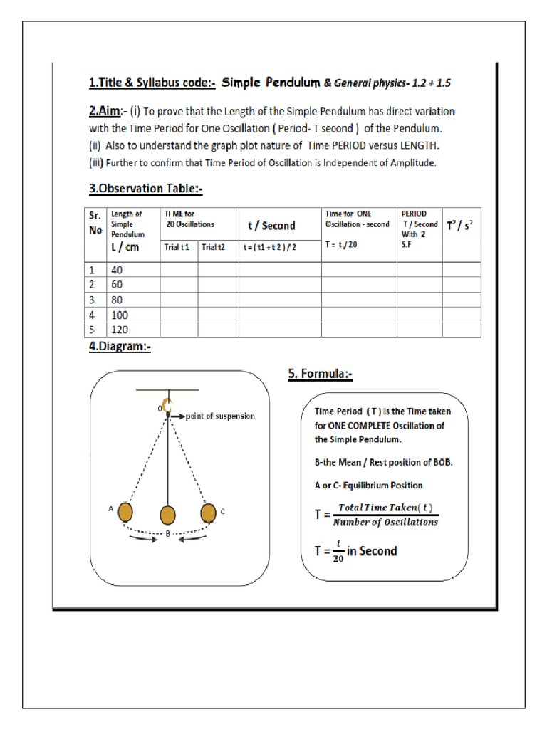 Pendulum Exp Pdf Pendulum Frequency
