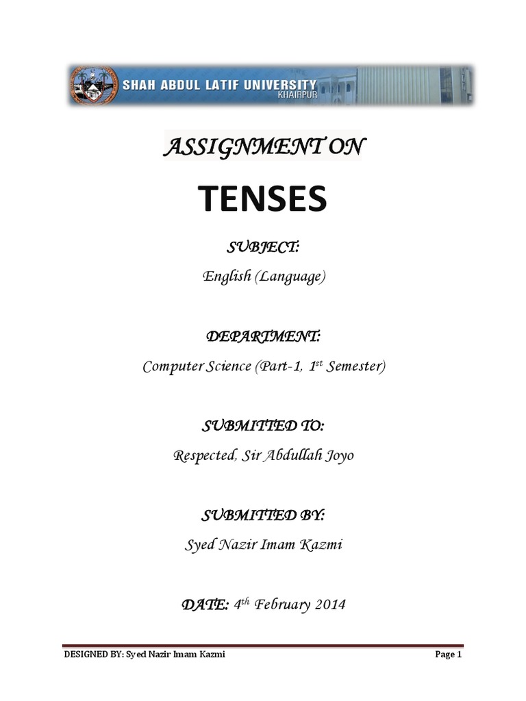 ASSIGNMENT ON Tenses | PDF | Verb | Perfect (Grammar)
