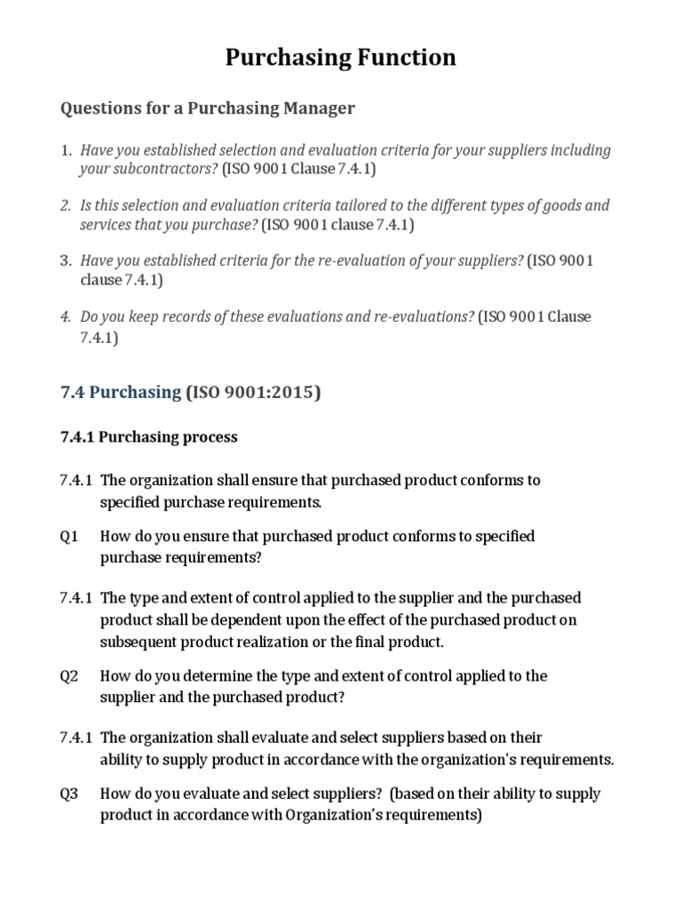 Purchasing Function | PDF | Verification And Validation | Iso 9000