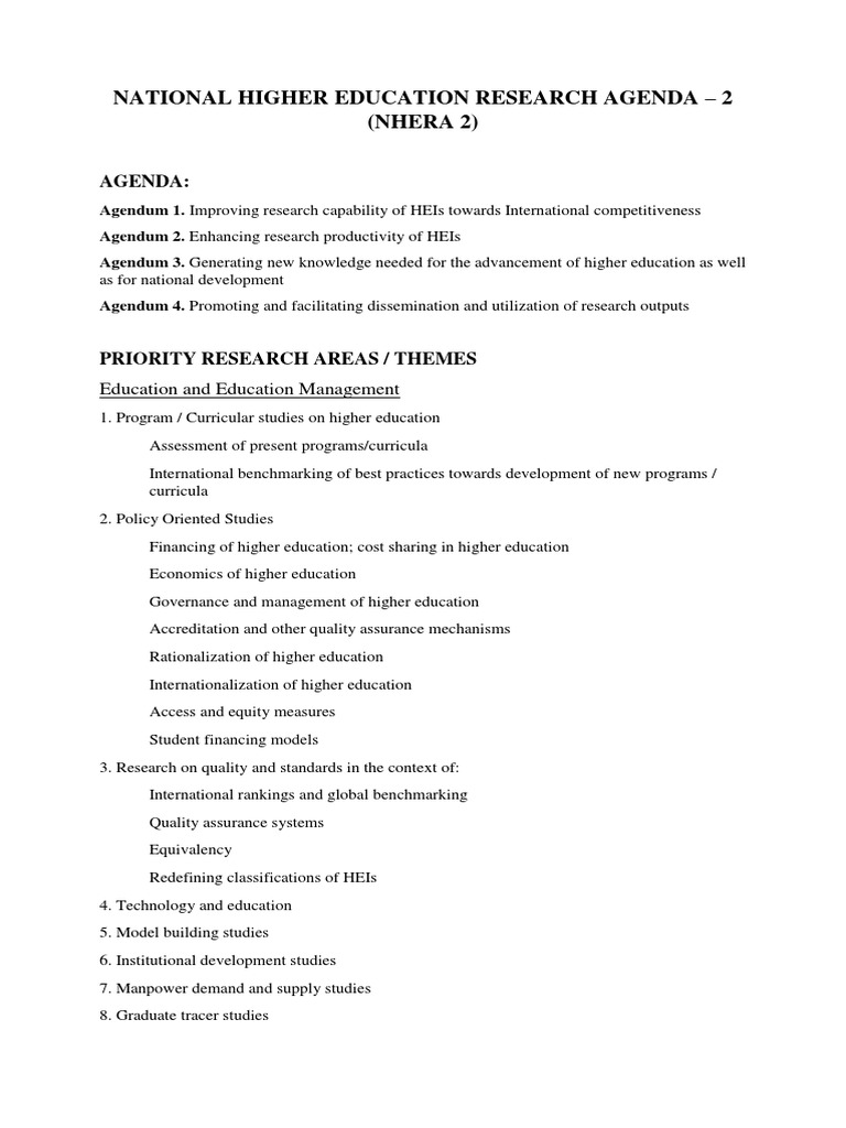 National Higher Education Research Agenda | PDF | Higher Education ...