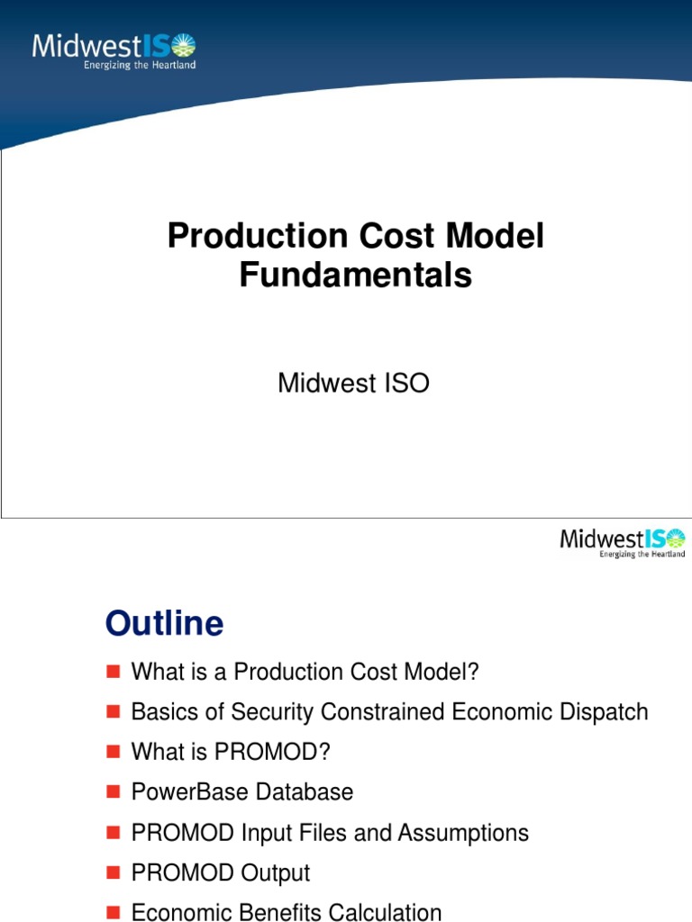 Production Cost Model Fundamentals: Midwest ISO | PDF | Energy And ...