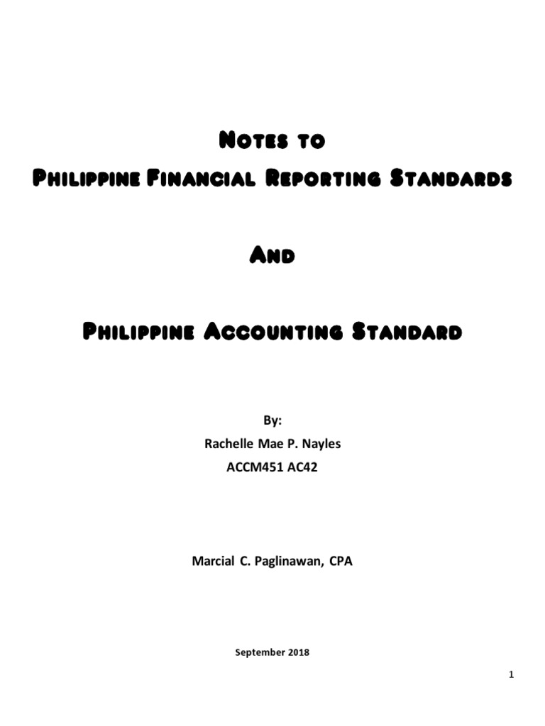 Notes To Philippine Financial Reporting Standards and Philippine ...