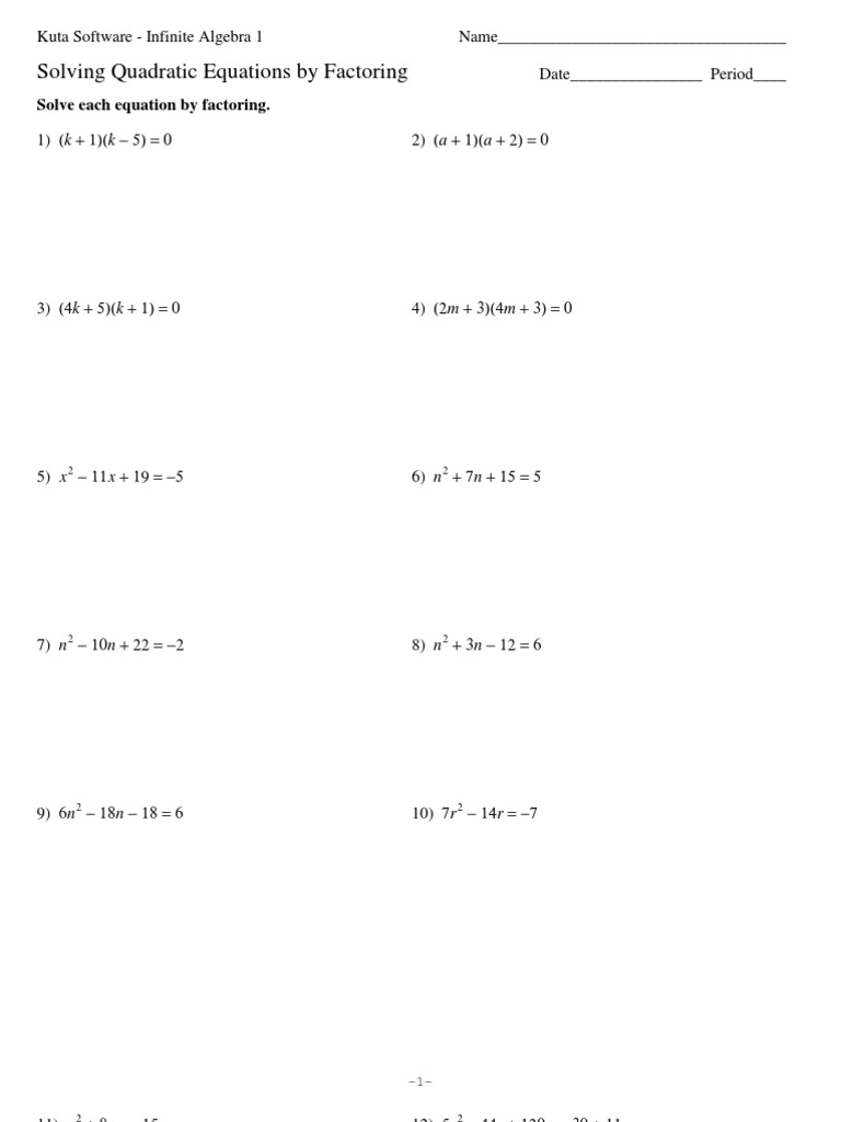 Solving Quadratic Equations by Factoring | PDF | Factorization | Equations