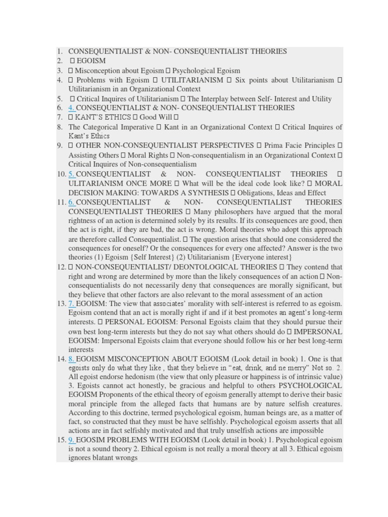 Consequentialist & Non - Consequentialist | PDF | Psychological Egoism ...