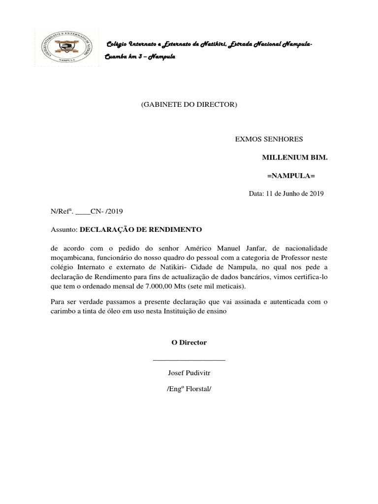 Declaracao de Rendimento | PDF