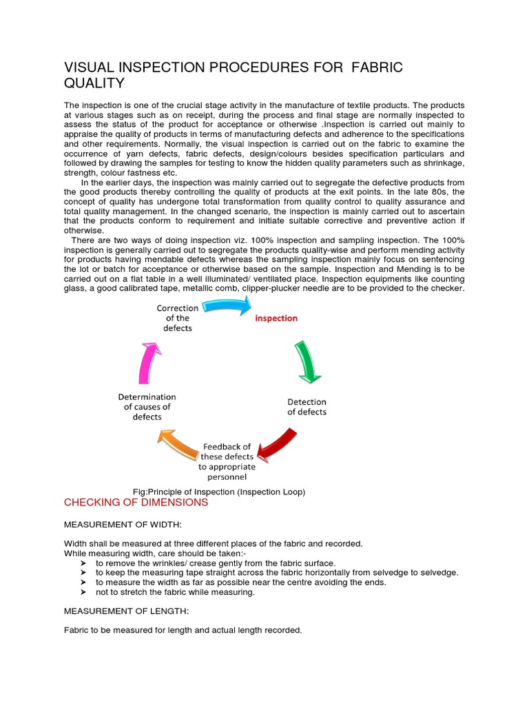 Visual Inspection Procedures For Fabric Quality: Checking of Dimensions ...