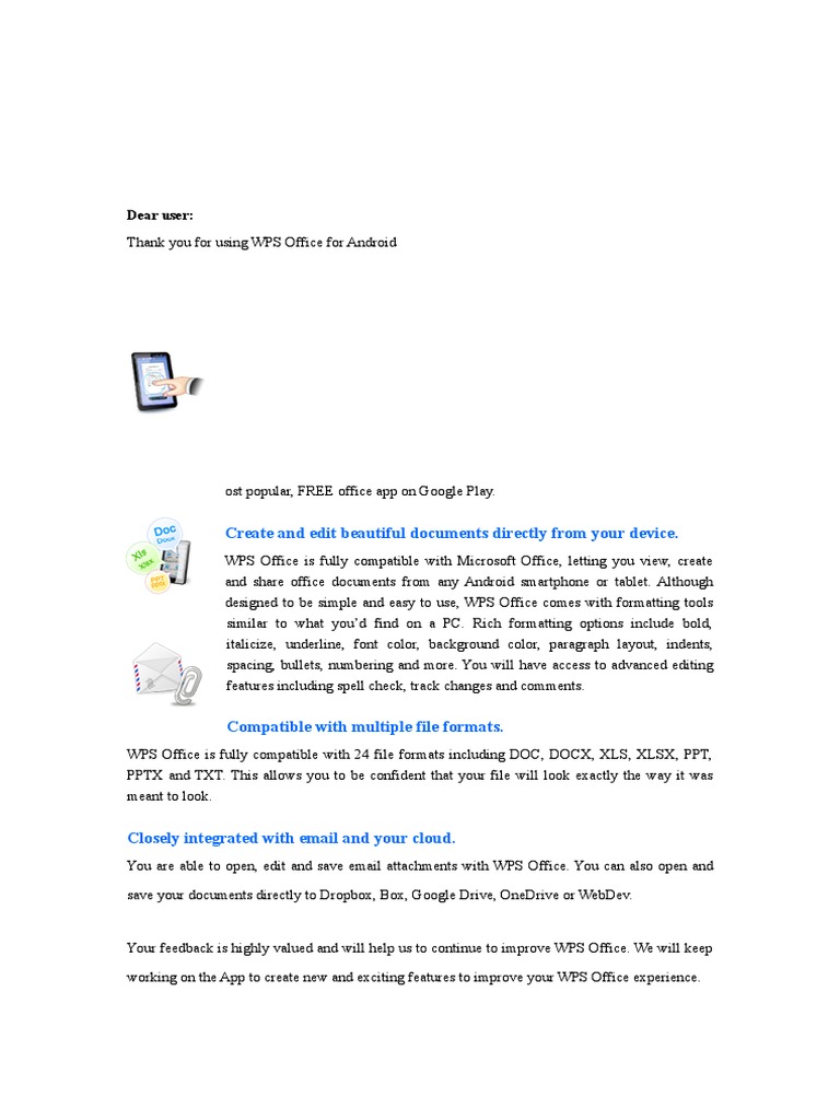 Dear User:: Create and Edit Beautiful Documents Directly From Your Device | PDF | Computer ...
