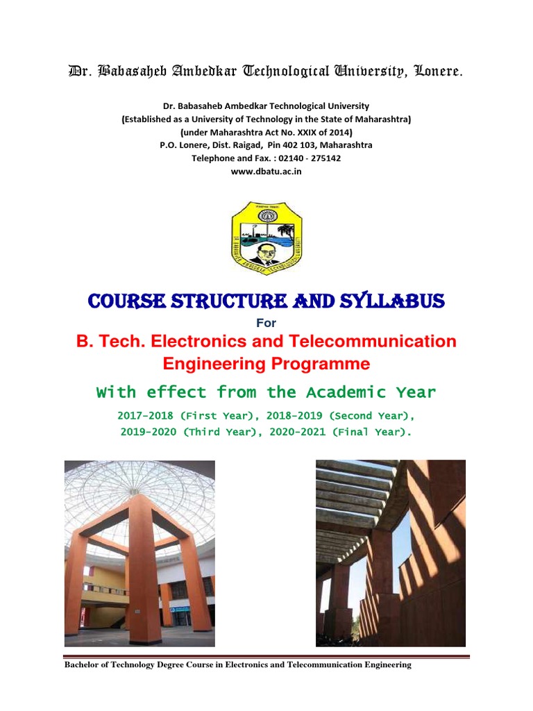 DBATU UG EXTC Engg Syllabus With Cover Page 1 | PDF | Field Effect Transistor | Electronic ...