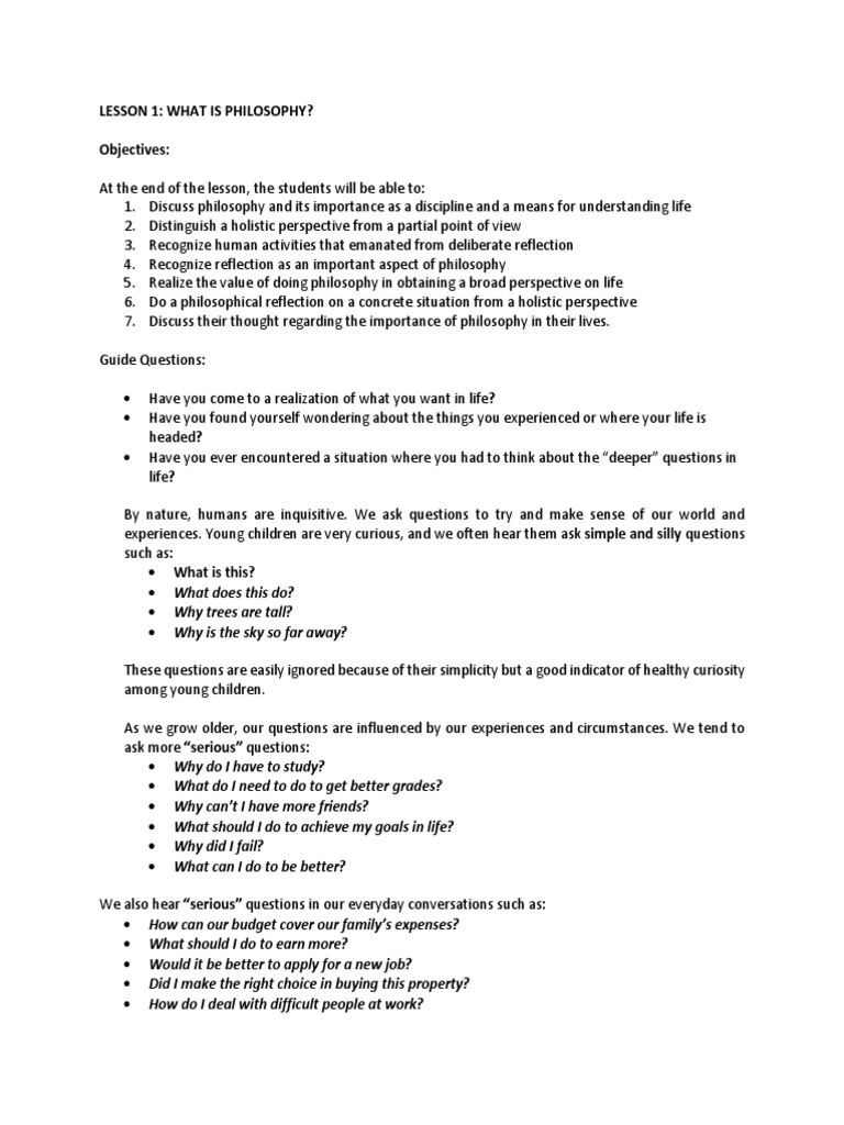 Lesson 1 - What Is Philosophy | PDF | Metaphysics | Philosophical Theories