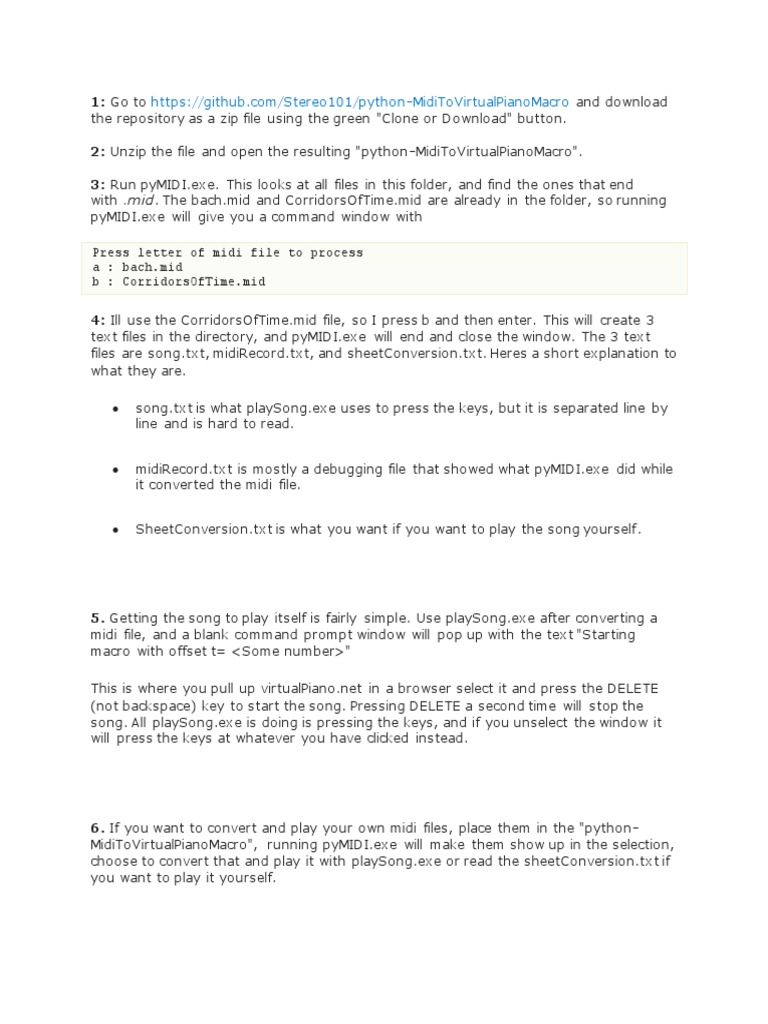 Convert MIDI to Virtual Piano Macro | PDF