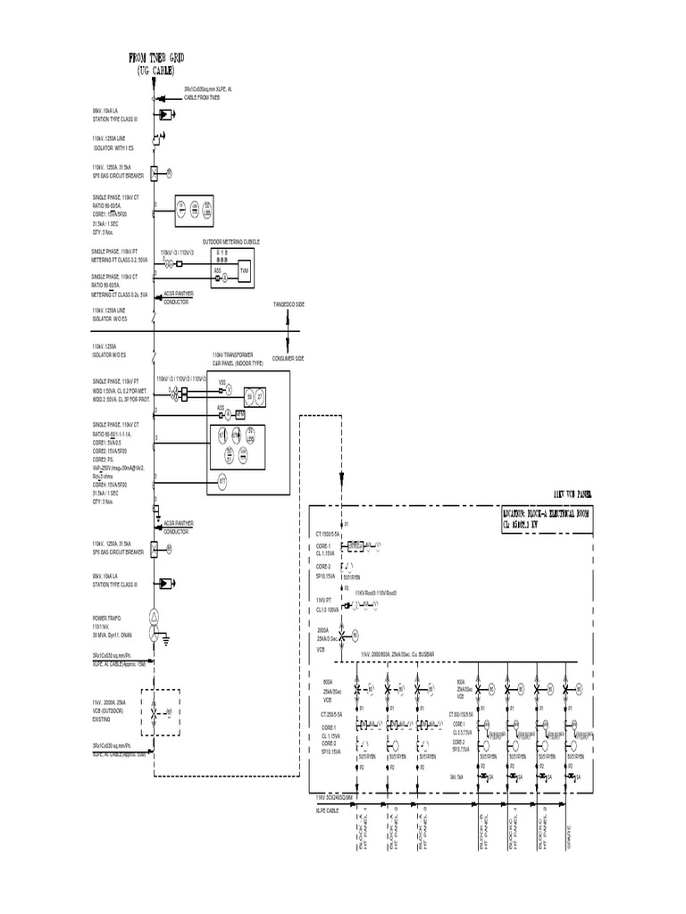 110 KV Single Line Diagram | PDF | Power (Physics) | Components