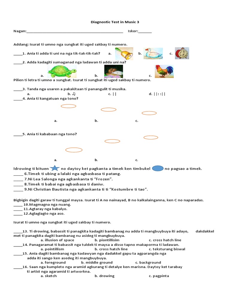 Diagnostic Test in Mapeh | PDF
