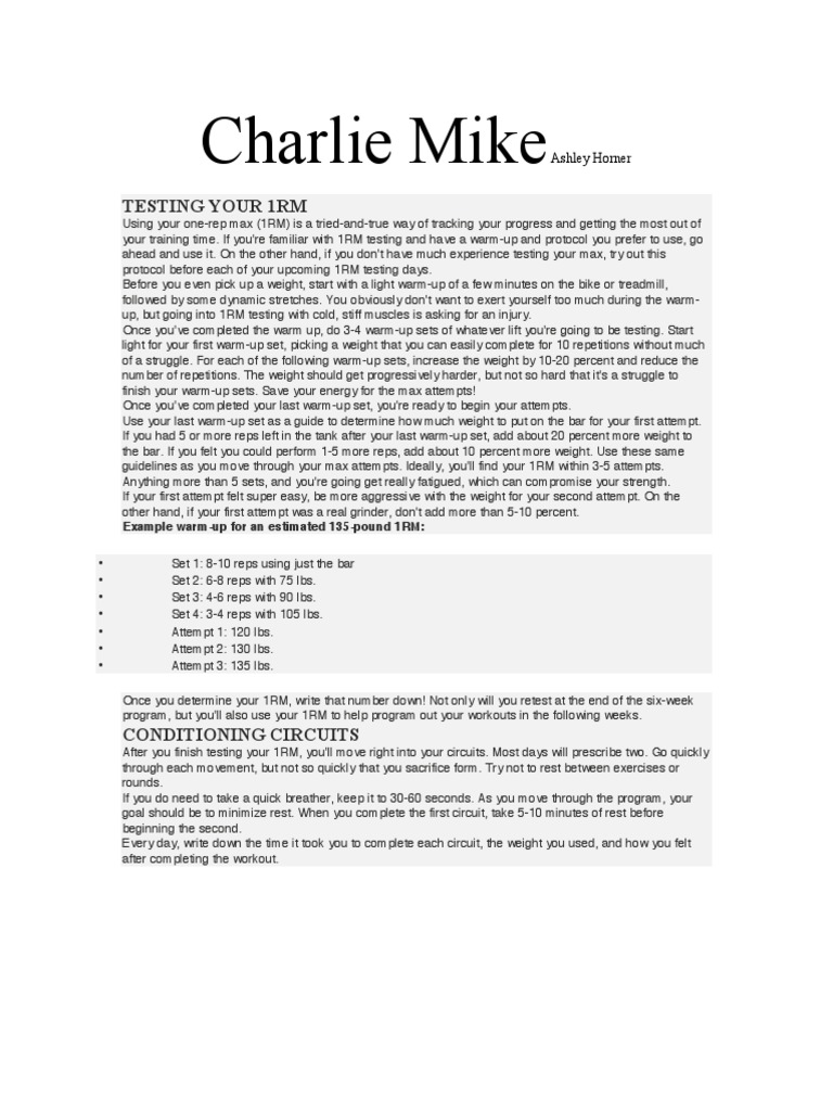 Charlie Mike | PDF | Kettlebell | Strength Training