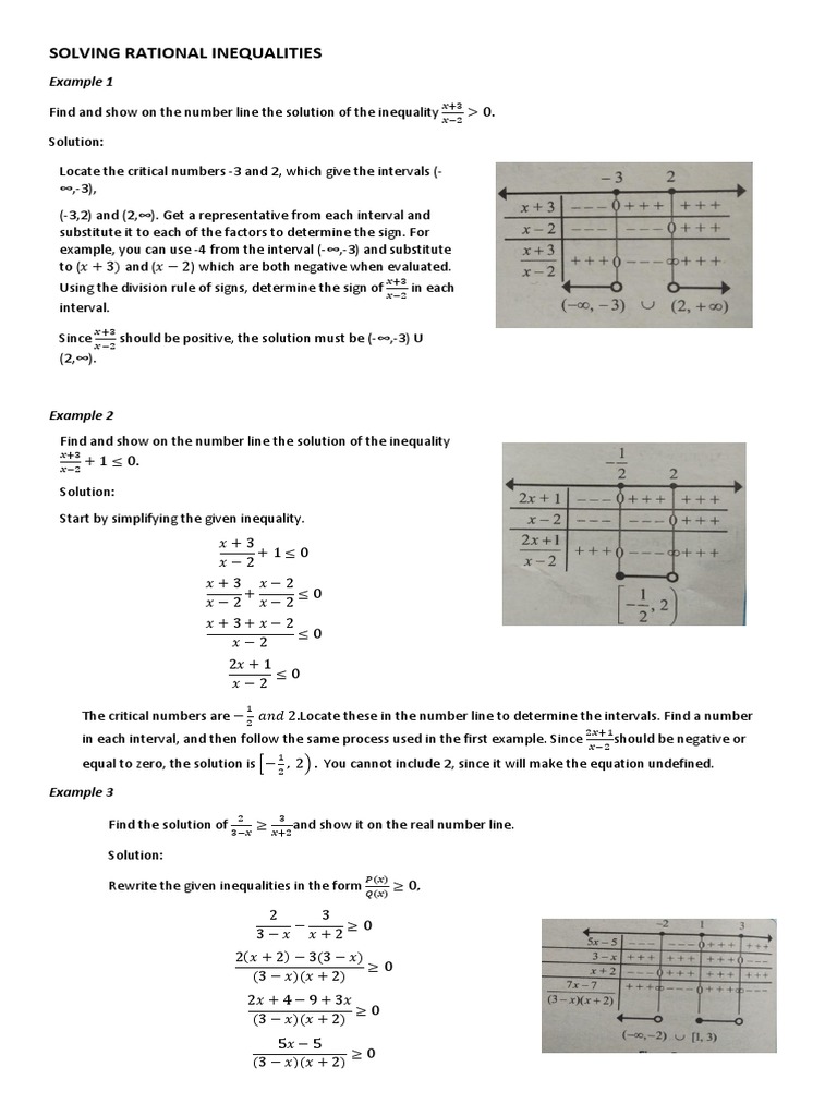 Solving Rational Inequalities | PDF | Inequality (Mathematics) | Elementary Mathematics