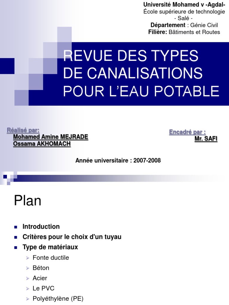 Types de Canalisation | PDF | Tuyau | Fonte (métallurgie)