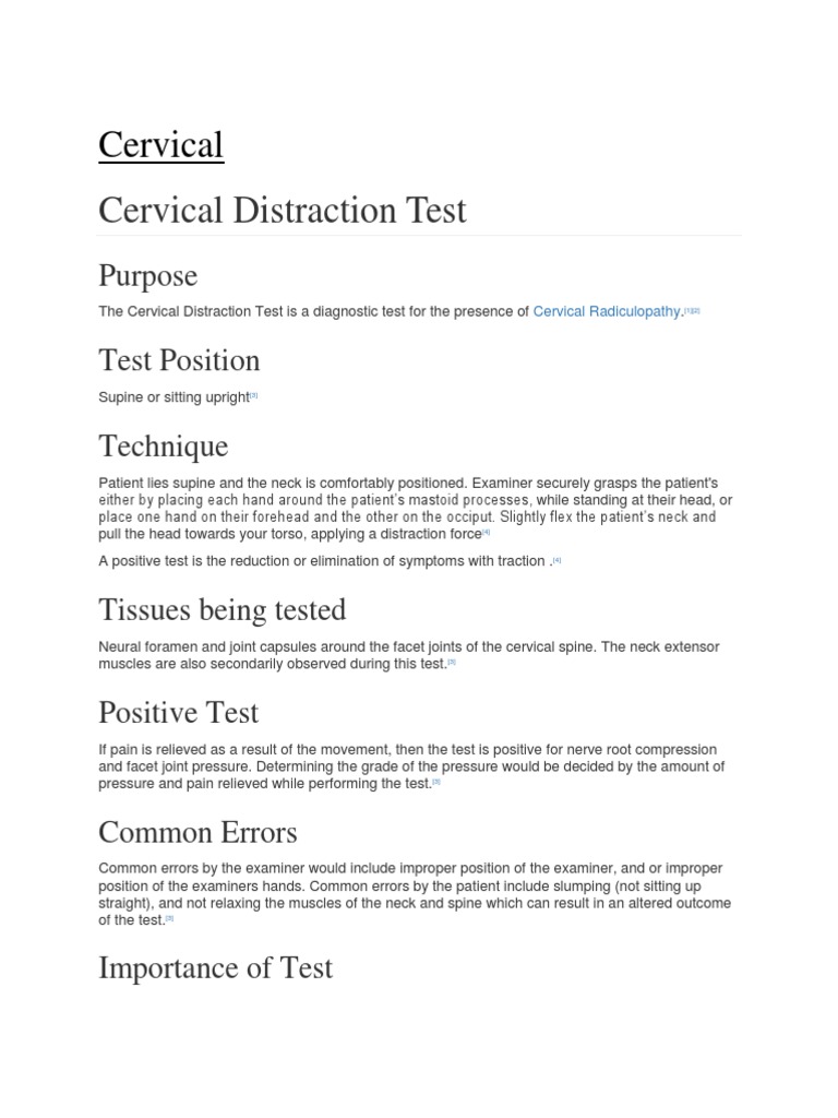 Cervical Distraction Test