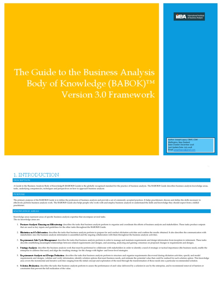 Babok v3 0 Framekwork | PDF | Business Analysis | Conceptual Model