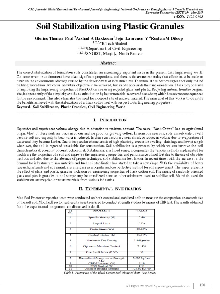 Soil Stabilization Using Plastic Granules | PDF | Soil | Nature