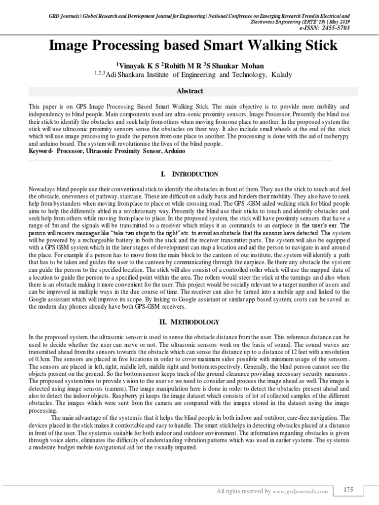 Image Processing Based Smart Walking Stick | PDF | Visual Impairment | Ultrasound
