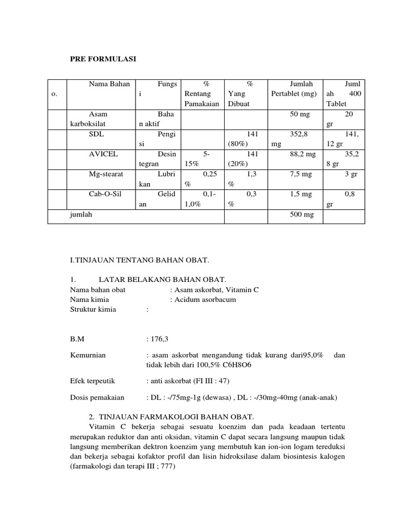 Preformulasi Vit C Pdf