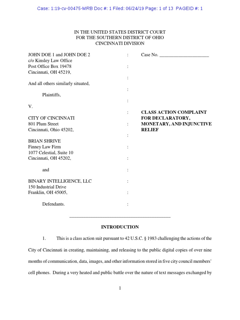 John Doe Complaint | PDF | Fourth Amendment To The United States ...