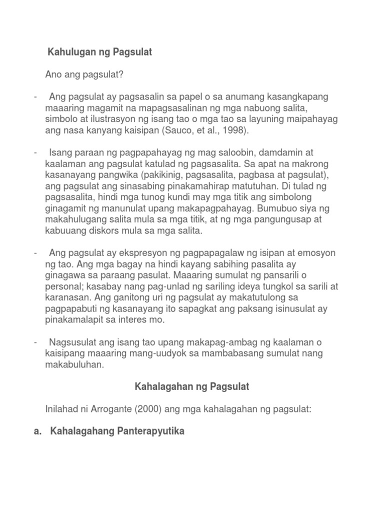 Kahulugan NG Pagsulat | PDF