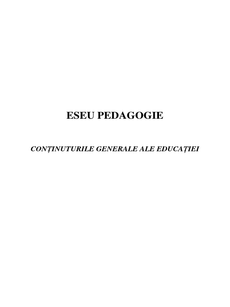 Eseu Pedagogie | PDF
