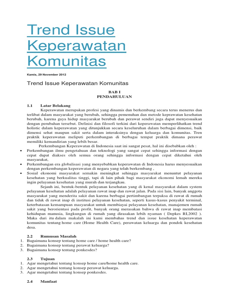 Trend Issue Keperawatan Komunitas | PDF | Ilmu Sosial | Pengembangan Diri