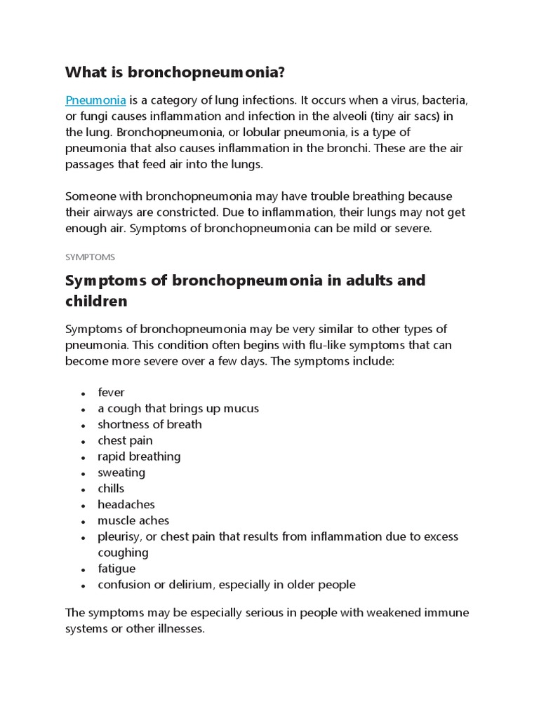 Bronchopneumonia - Medscape | PDF | Pneumonia | Lung