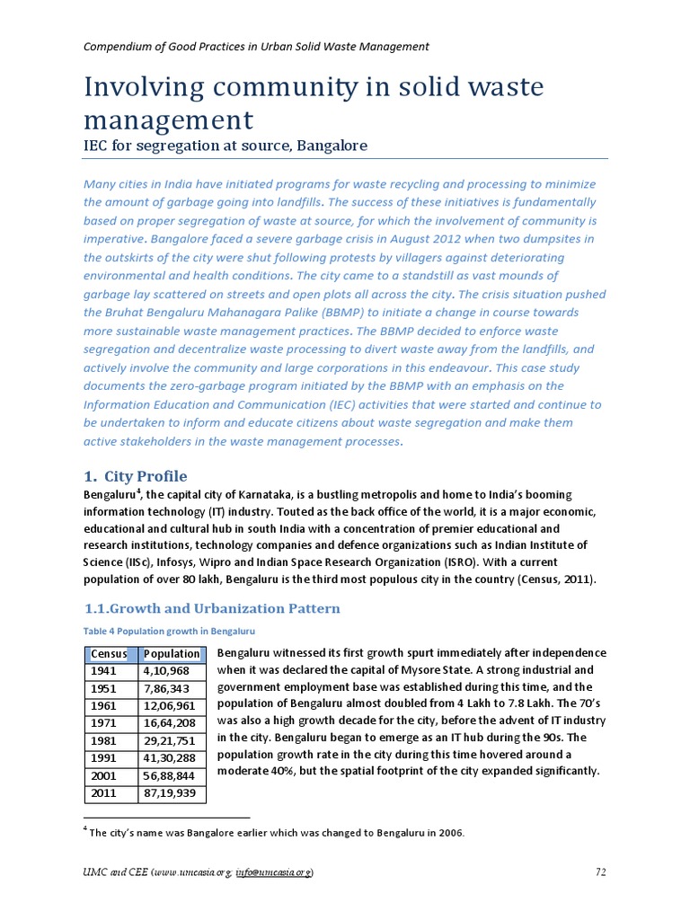 IEC Strategies for Waste Management in Bangalore | PDF | Bangalore ...