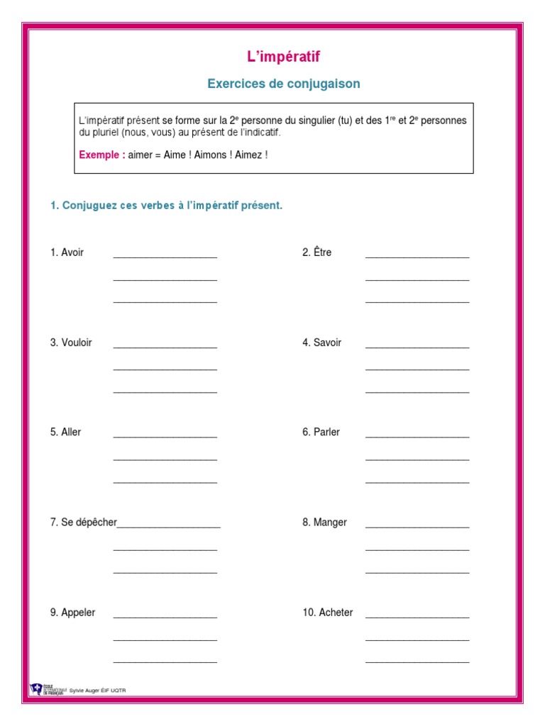 L'imperatif Exercices Et Corrige PDF | PDF | Grammaire | Nombre grammatical
