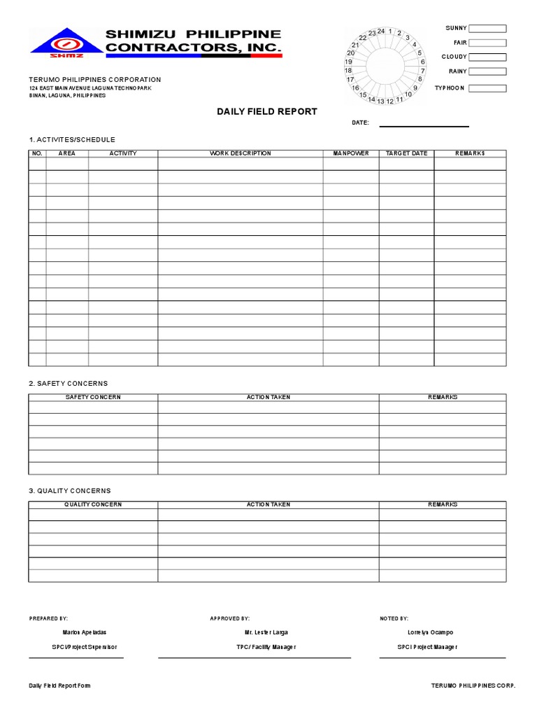 Daily Field Report: Terumo Philippines Corporation | PDF | Business