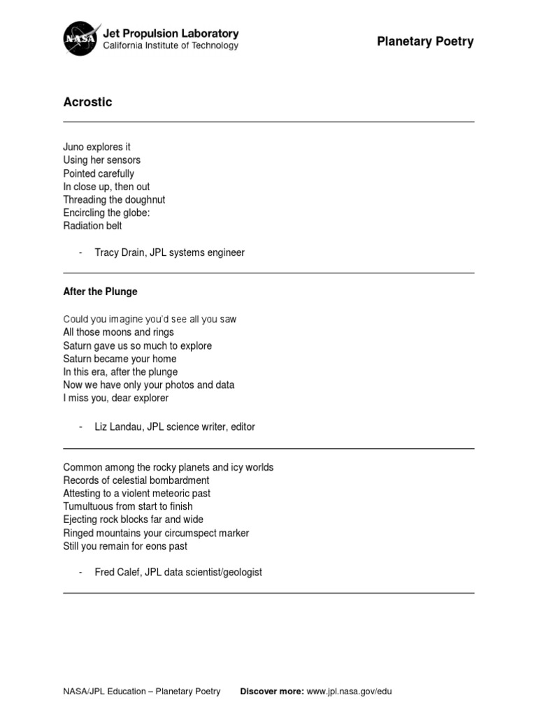 Planetary Poetry: After The Plunge | PDF | Jupiter | Insight