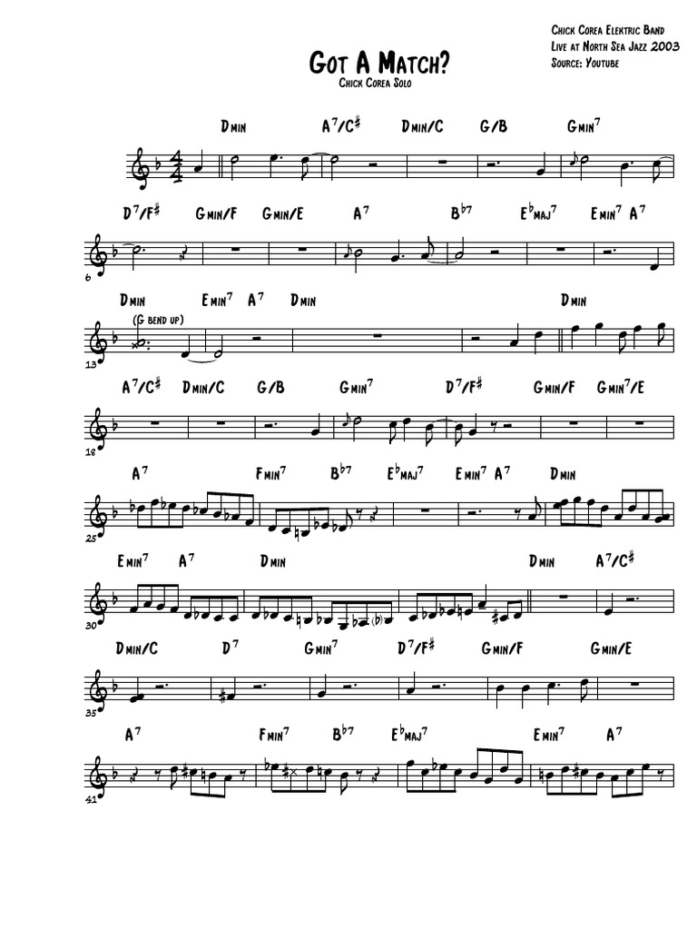 Chick Corea - Got A Match Solo North Sea Jazz PDF | Download Free PDF ...