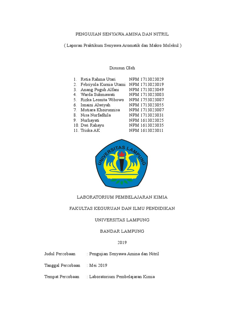 Pengujian Senyawa Amina Dan Nitril | PDF