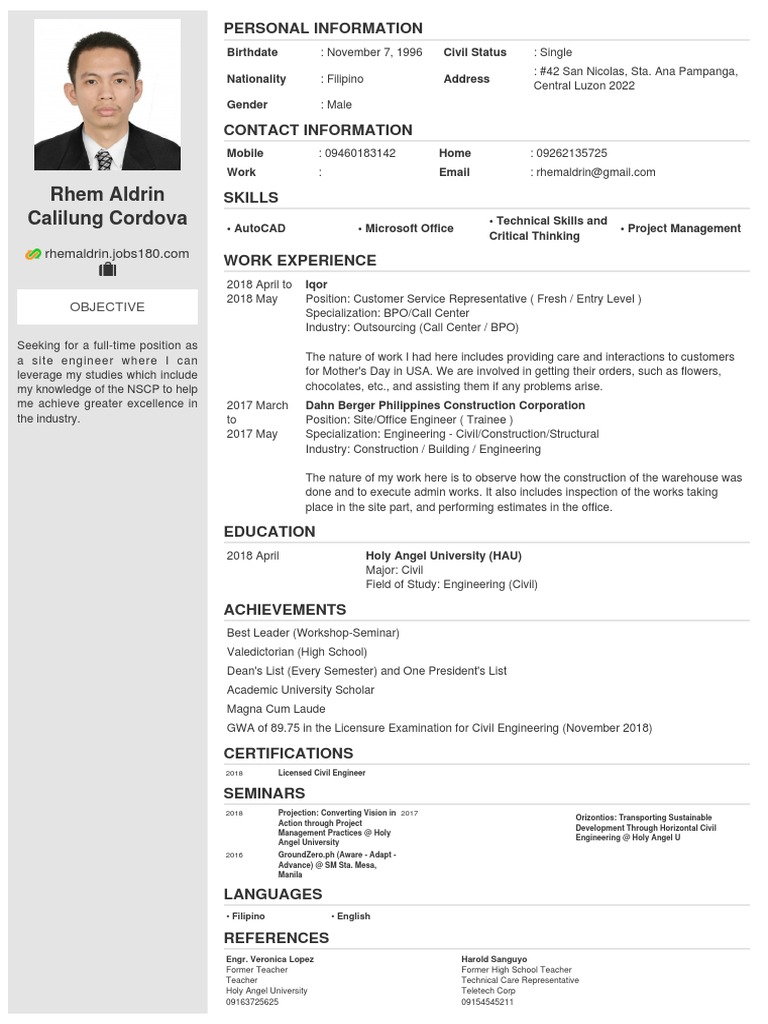 Rhem Aldrin-Cordova-Resume PDF | PDF | Engineering | Business