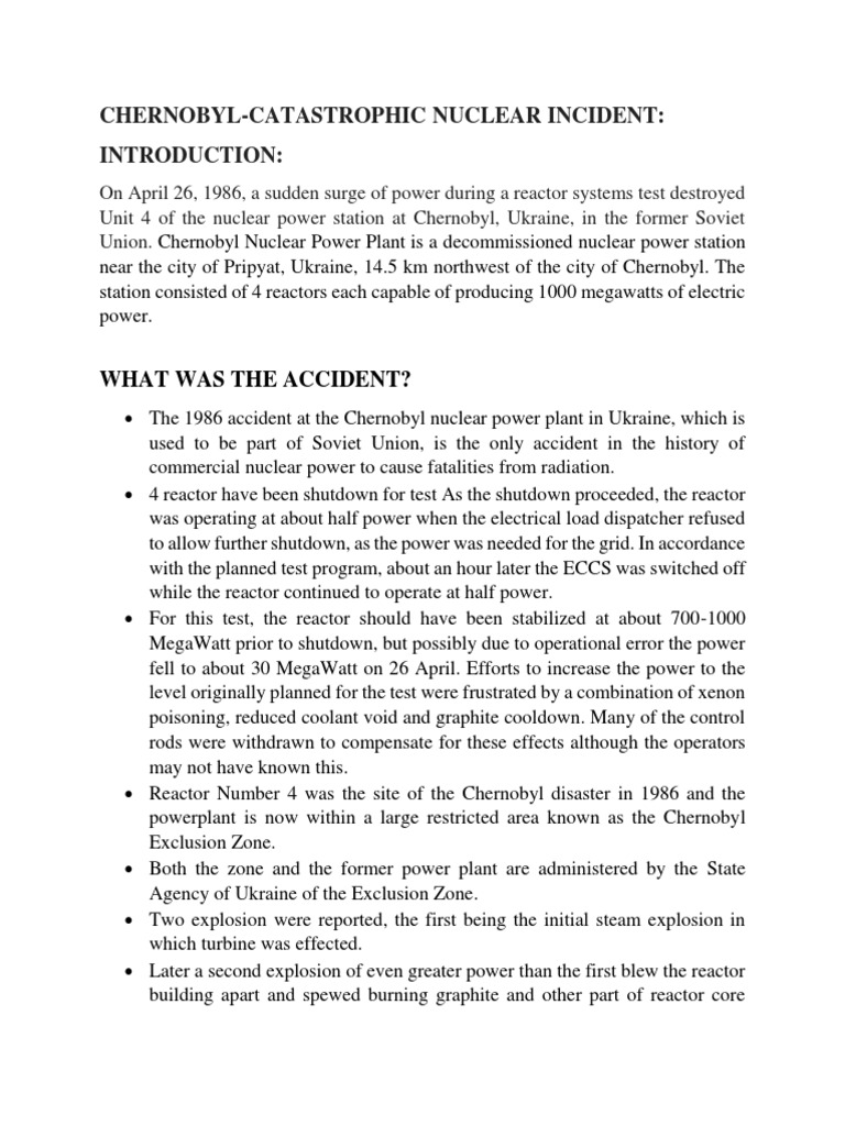 Chernobyl | PDF | Chernobyl Disaster | Nuclear Reactor