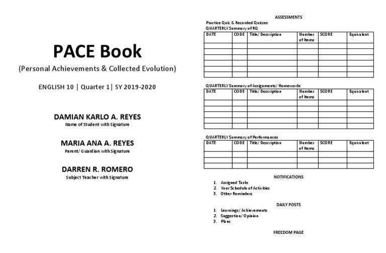 PACE Book: (Personal Achievements & Collected Evolution) | PDF