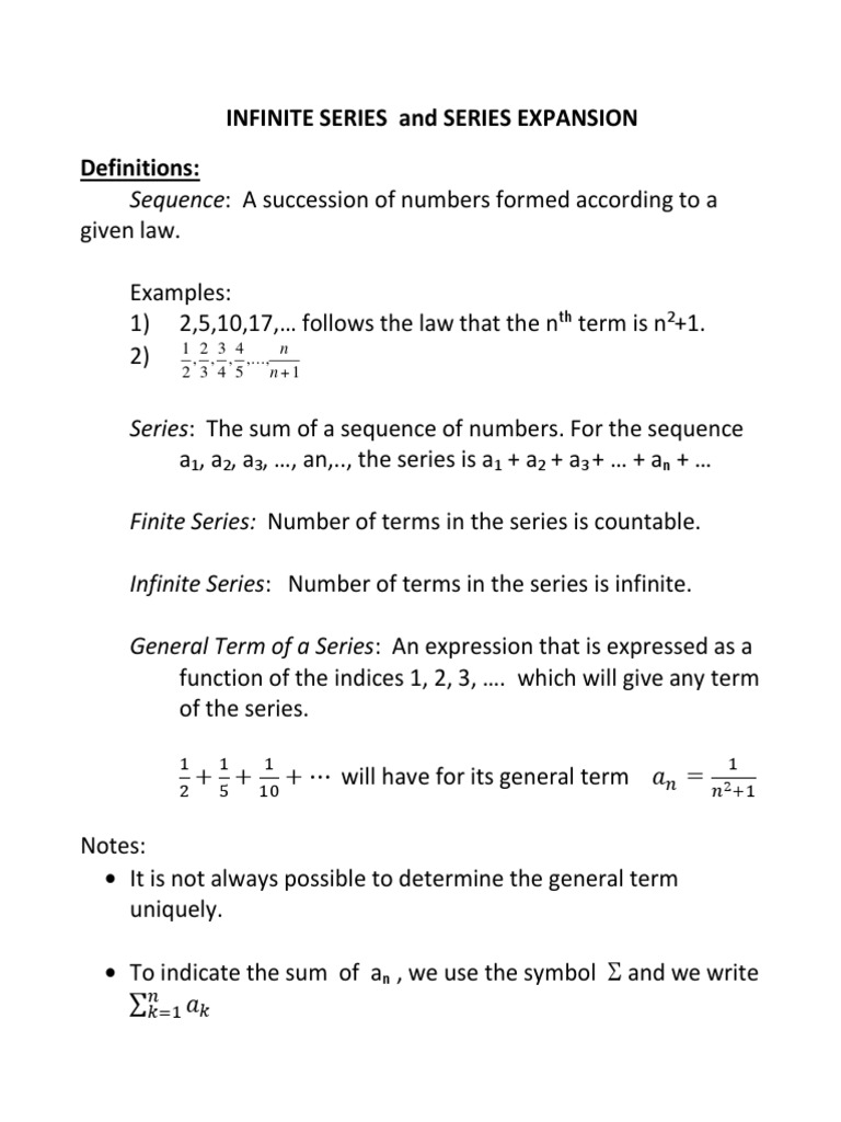 Infinite Series and Series Expansion | Download Free PDF | Series ...