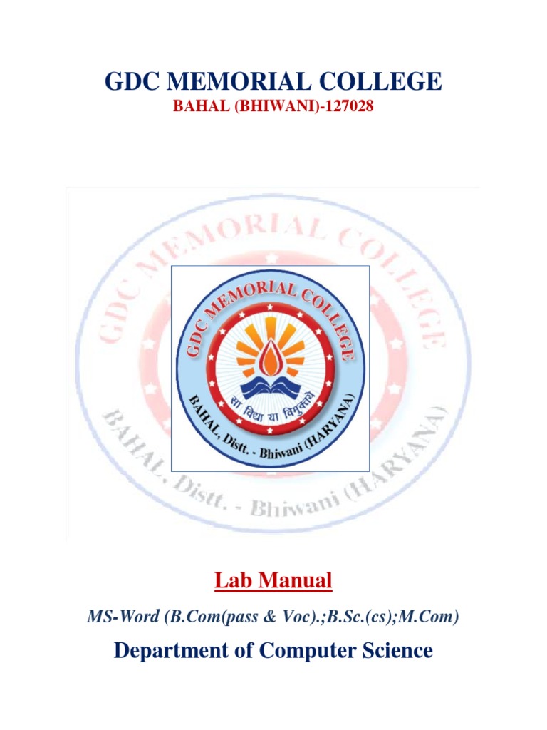 MS WORD Lab Manual | PDF | Microsoft Word | Graphical User Interfaces